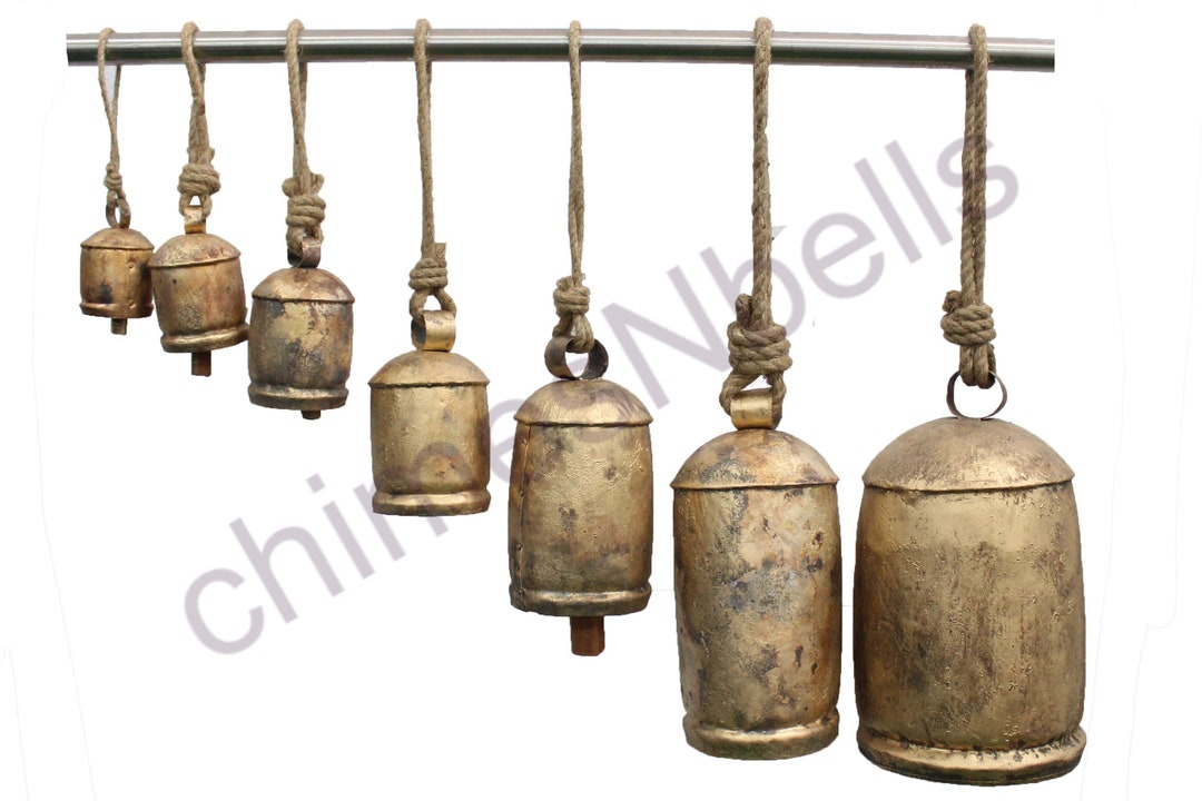 Recycled Iron Tin Cow Bells 7 Pieces Set Size 12" , 10" , 8" , 6" , 5 ...