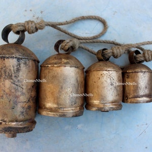 Shabby Chic Rustic Iron Tin Cow Bells 4 Pieces Set Size 4 , 5 , 6 & 8 ...