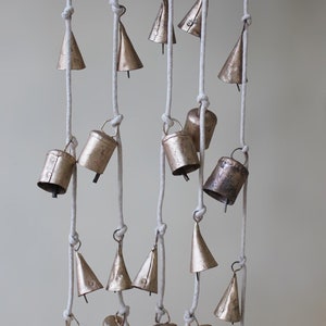 6 Metal Vintage Style Bells Hanging String Pair for Garden Patio and ...