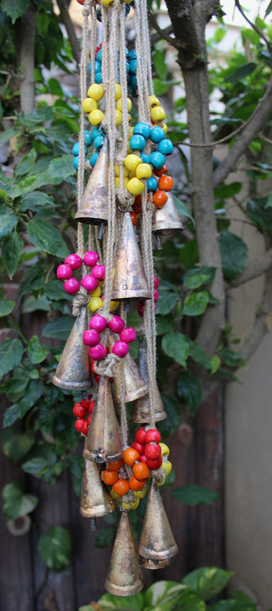 Handmade Vintage Cone Shape Tin Bells Hanging Garden Chimes Mobile ...