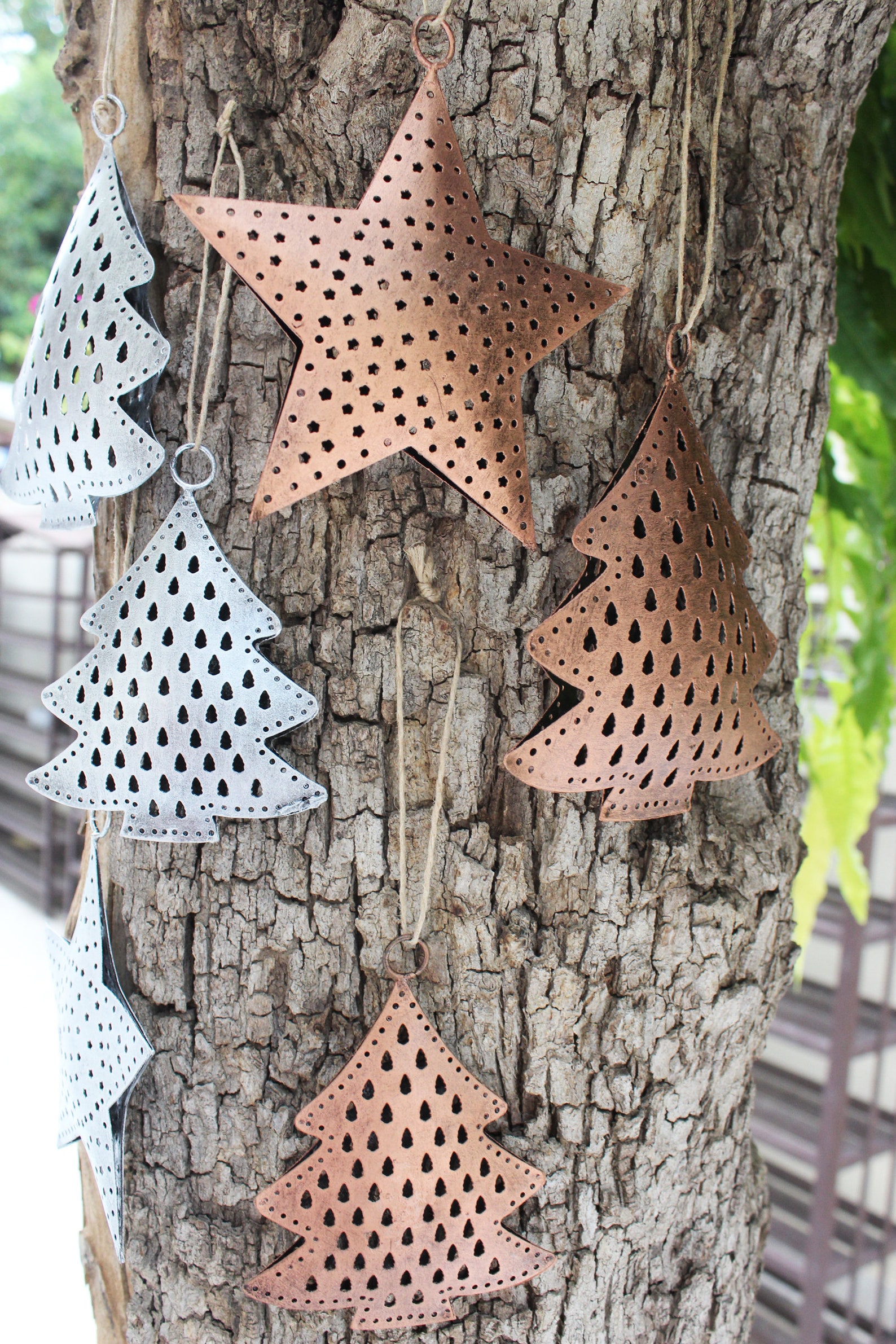 Recycled Iron Metal Christmas Tree Decoration Ornaments X-mas Favor ...
