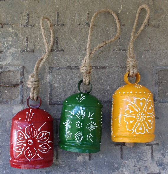 6 Inches Hand Painted Metal Bells With Jute Rope - Etsy