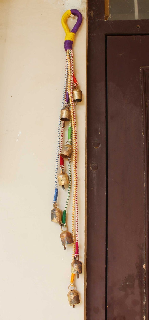 8 Vintage Iron Tin Rustic Bells Hanging Chime Mobile String | Etsy