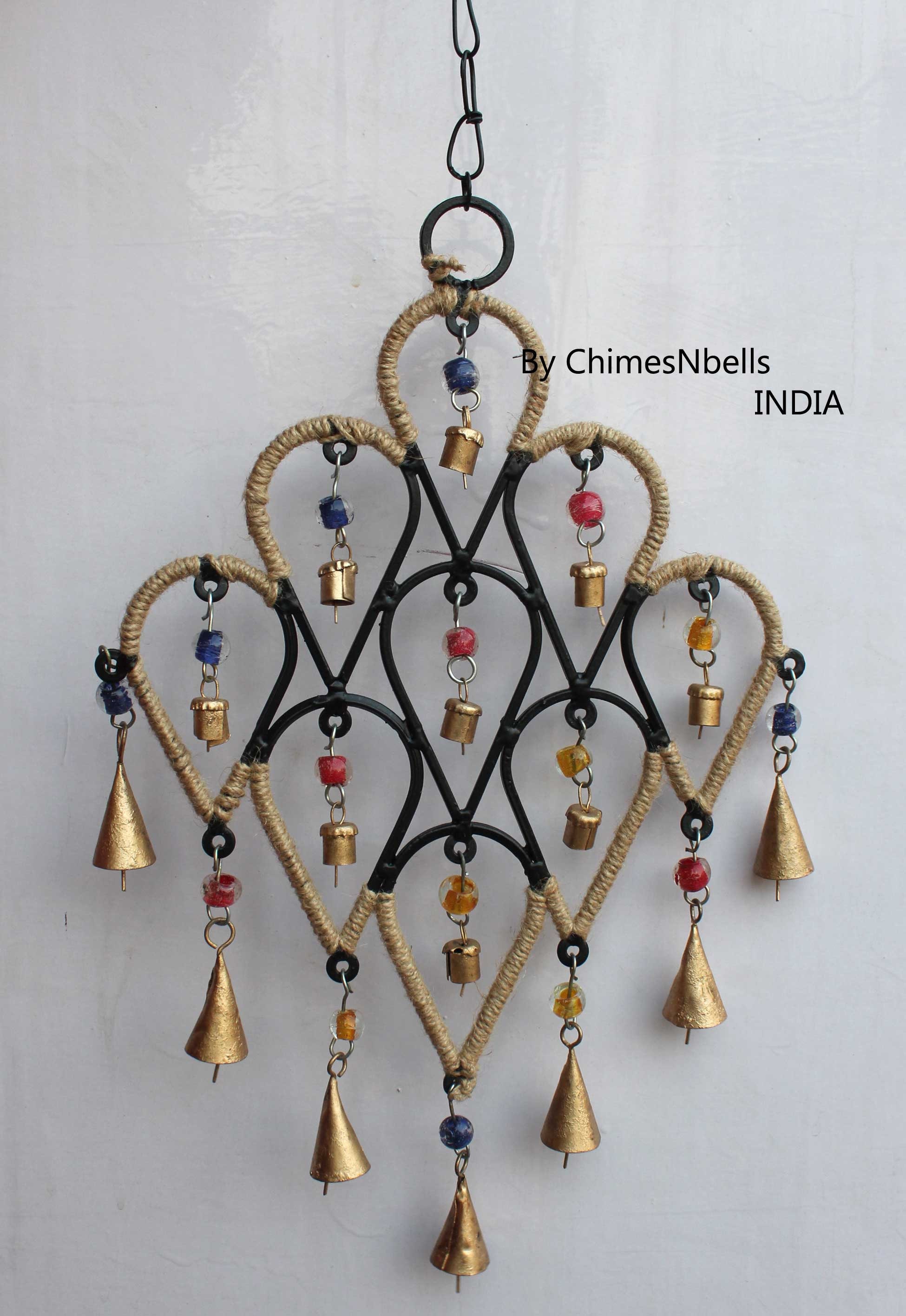 Recycled Iron Teardrop Hanging Wind Chime Bells Indoor Outdoor - Etsy