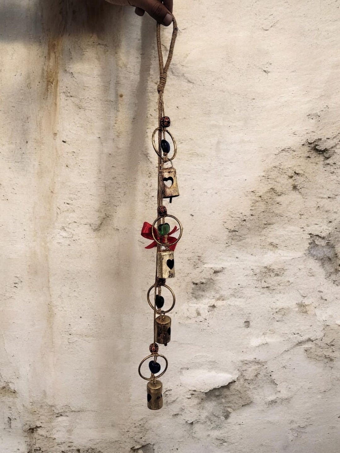 Rustic Barn Metal Heart Bells Bohemian Theme Hippy Windchime Bells ...