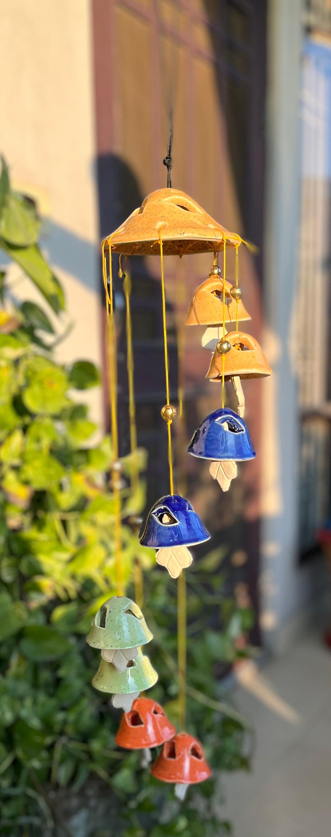 Ceramic Hanging Bells , Ceramic Memorial Wind Chimes , Garden Decor ...