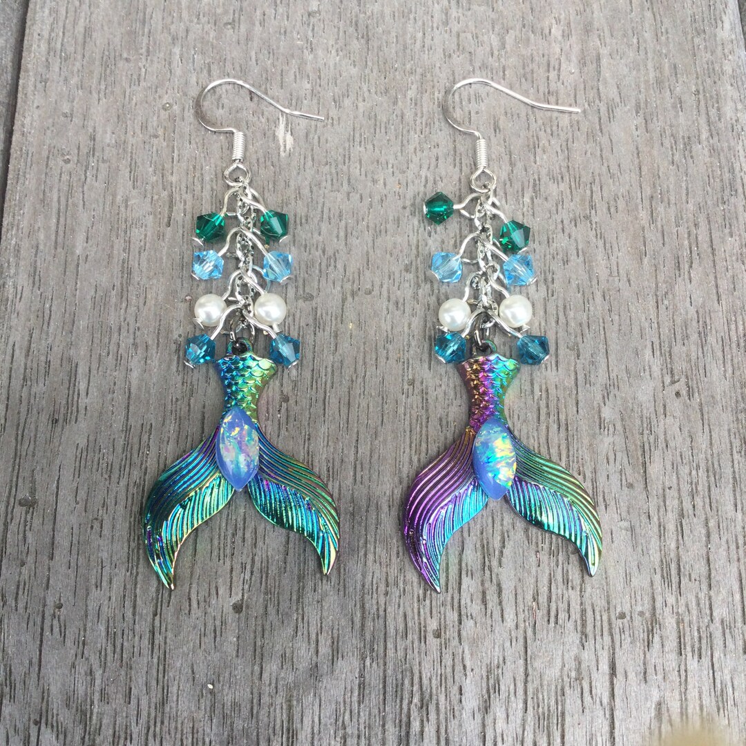 Deluxe Mermaid Tail Earrings - Etsy