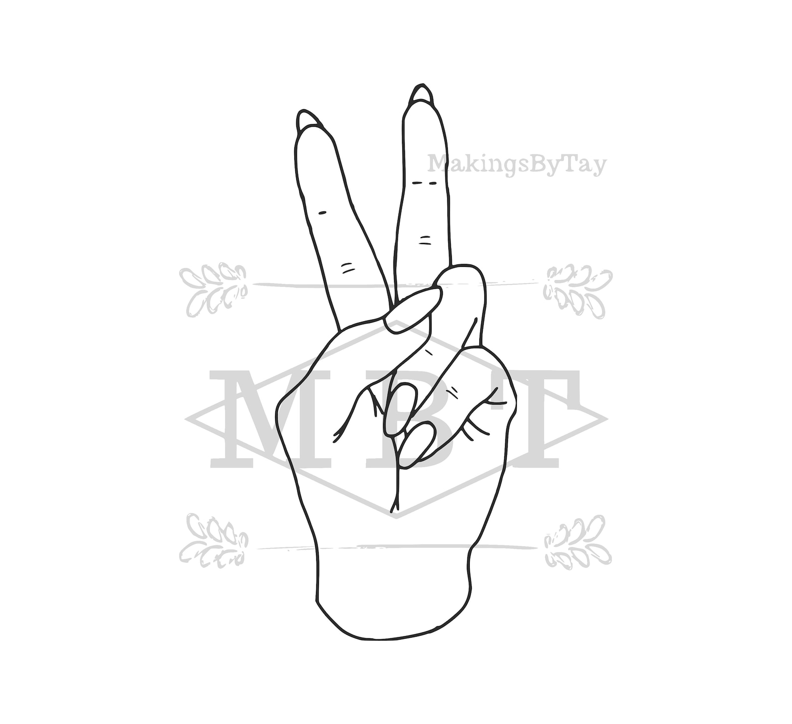 INSTANT DOWNLOAD Hand Peace Sign Symbol Drawn Svg Png Cut File | Etsy