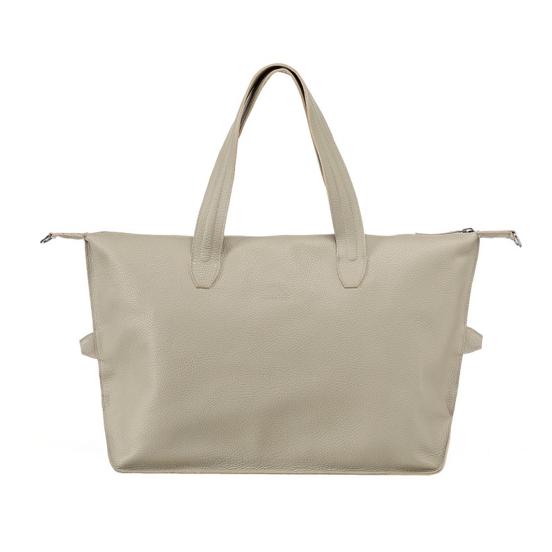 Soft Leather Bag Taupe, off White Leather Bag, Leather Weekender Bag ...