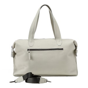Soft Leather Bag Taupe, off White Leather Bag, Leather Weekender Bag ...