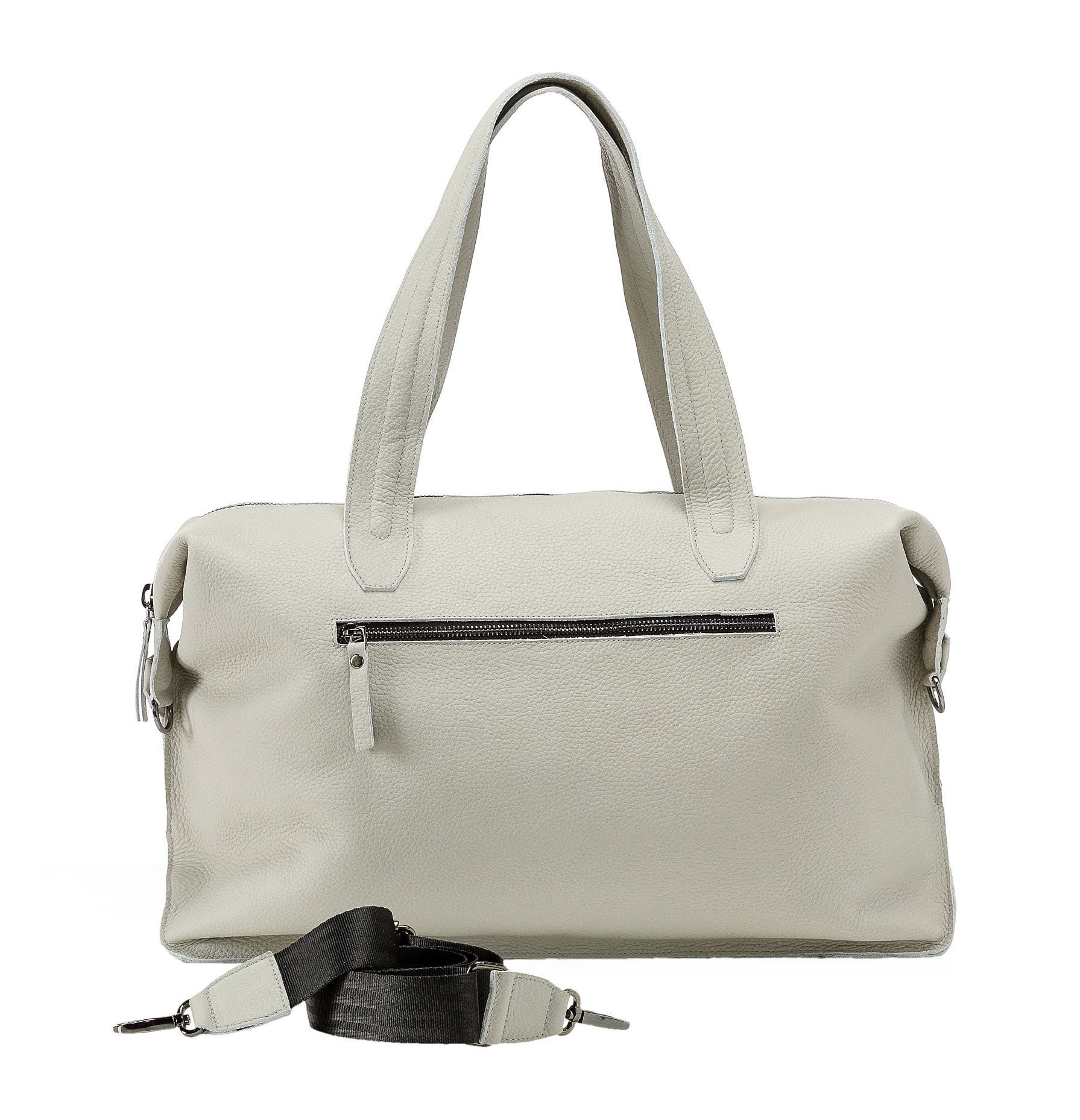 Soft Leather Bag Taupe, off White Leather Bag, Leather Weekender Bag ...