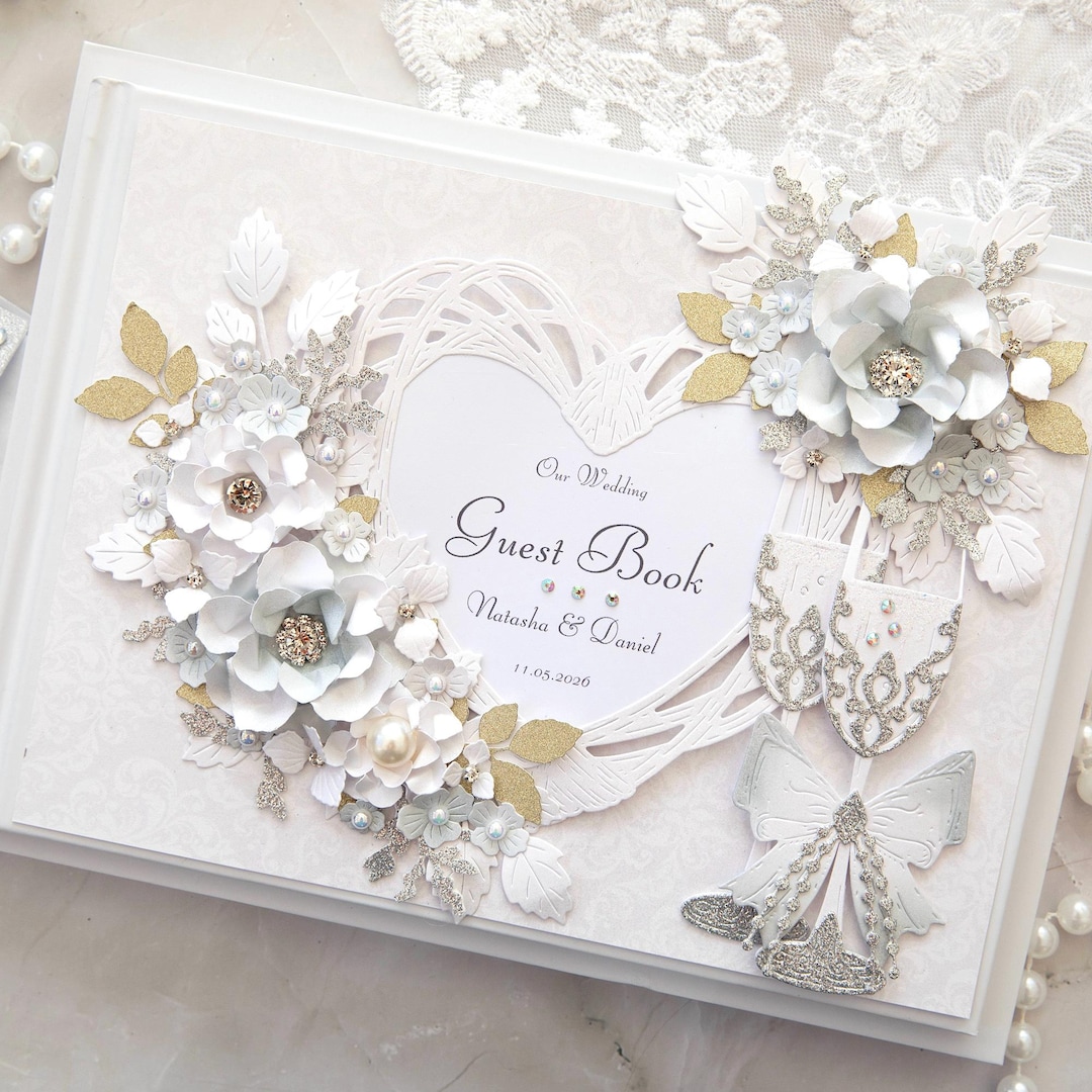 Personalised Handmade Wedding Guest Book : Luxury Guest Book, Wedding ...