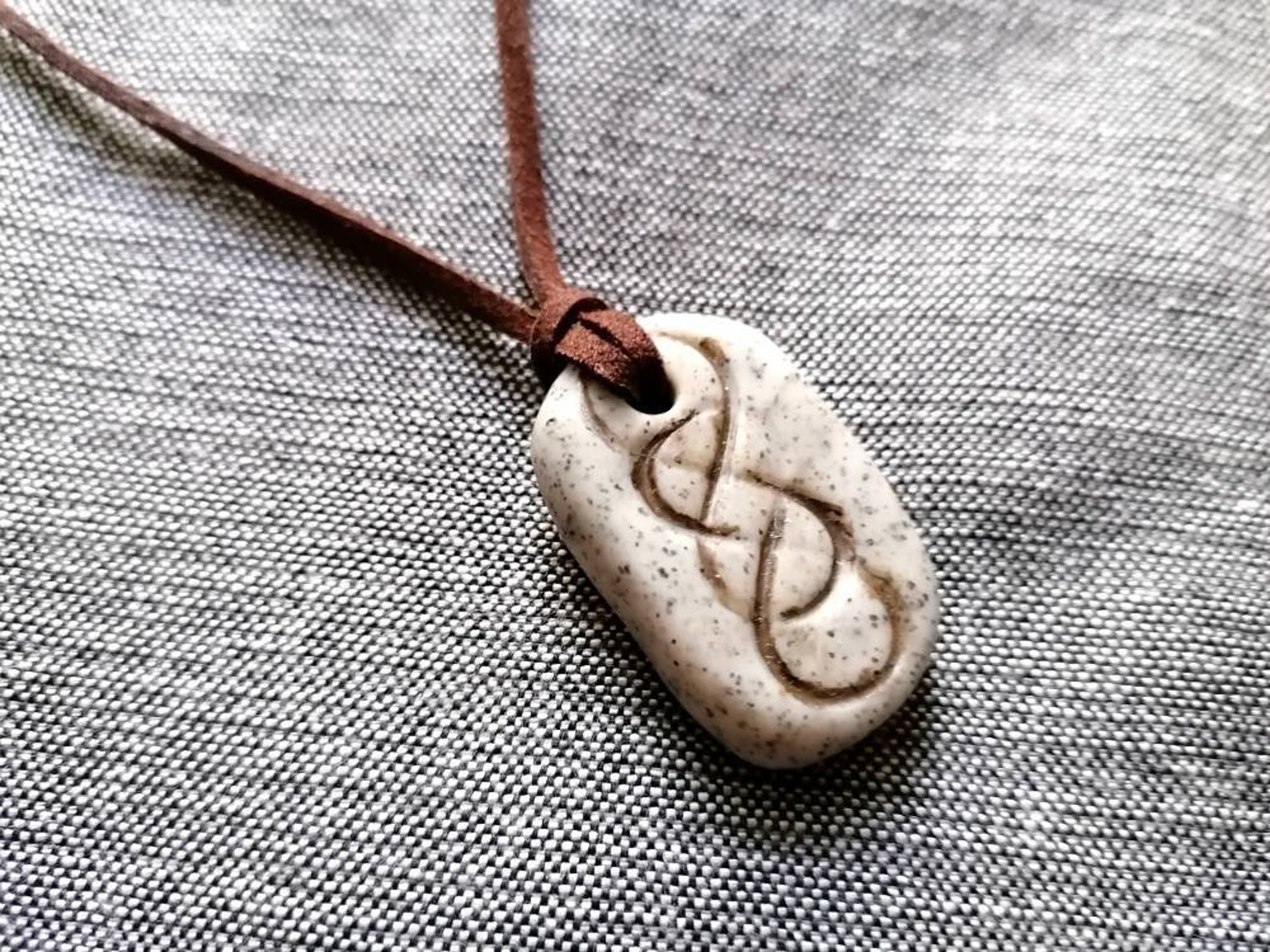 Unique Handmade Viking Rune Polymer Clay Pendant With Real Leather Rope ...