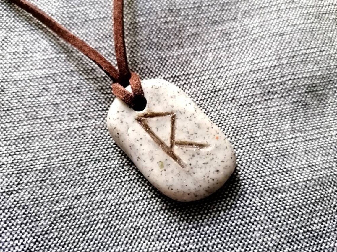 Unique Handmade Viking Rune Polymer Clay Pendant With Real Leather Rope ...