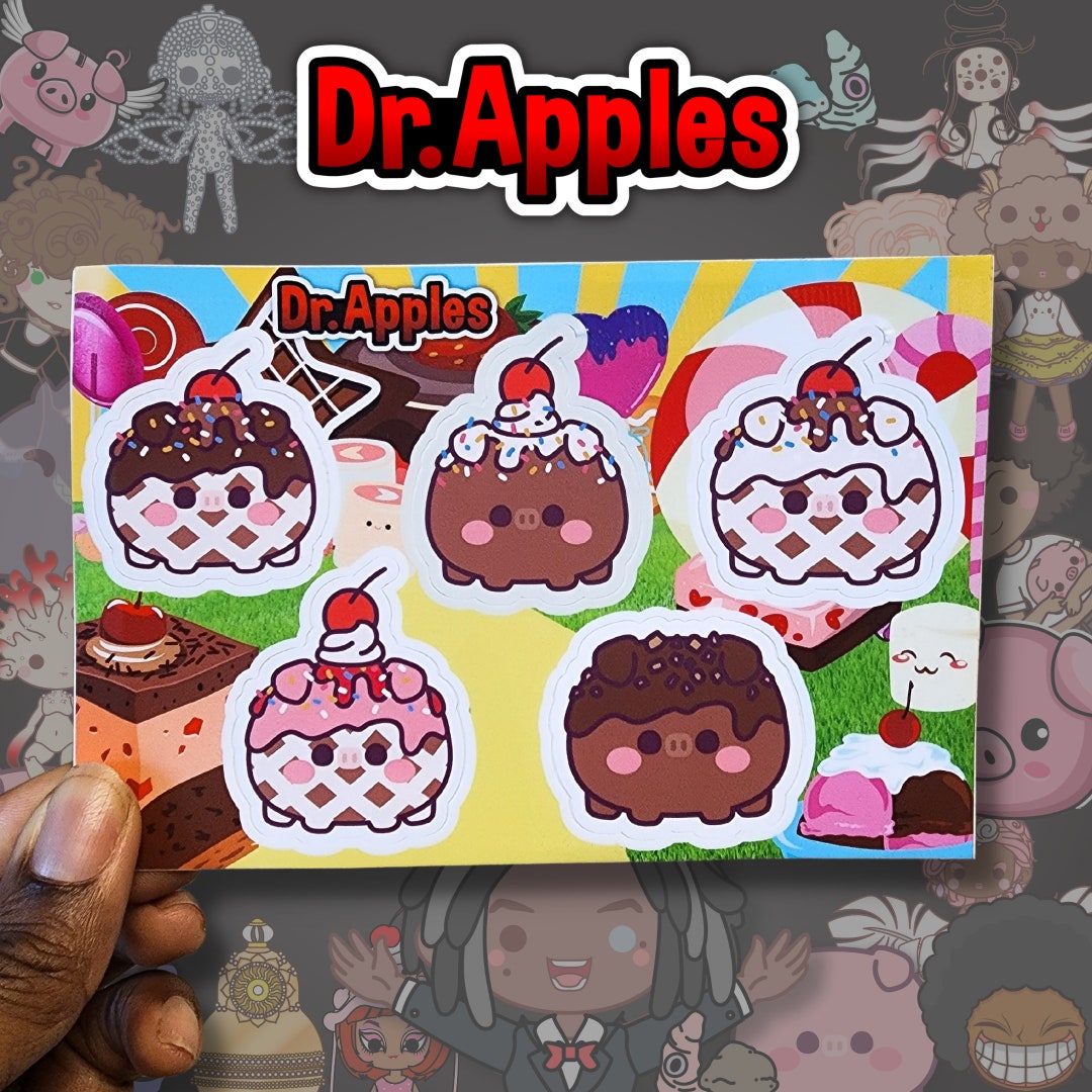 Sticker Sheet Front-facing Chibi Ice Cream Piggy Banks Vinyl Dr. Apples ...