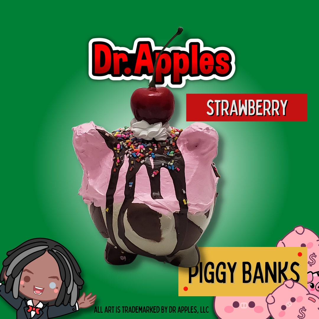Adoptable Piggy Bank | Strawberry| Gift | Savings | Tip Jar | Ceramic ...