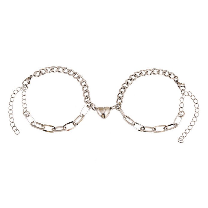 Custom Magnetic Couple Bracelets Set Steel Mix Chain Half - Etsy