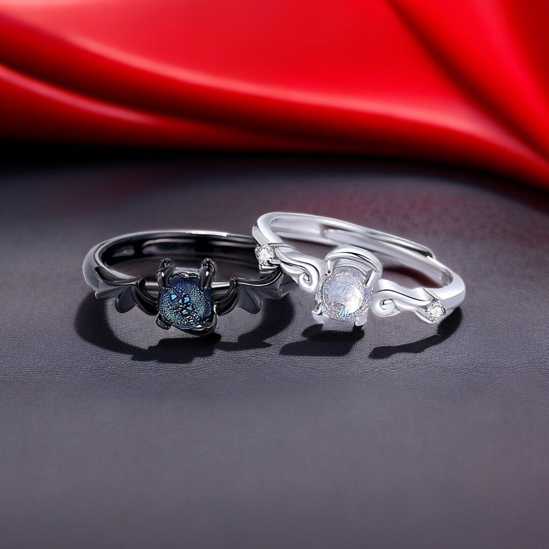 Matching Angel and Devil Wedding Bands Long Distance Relationship Gifts ...