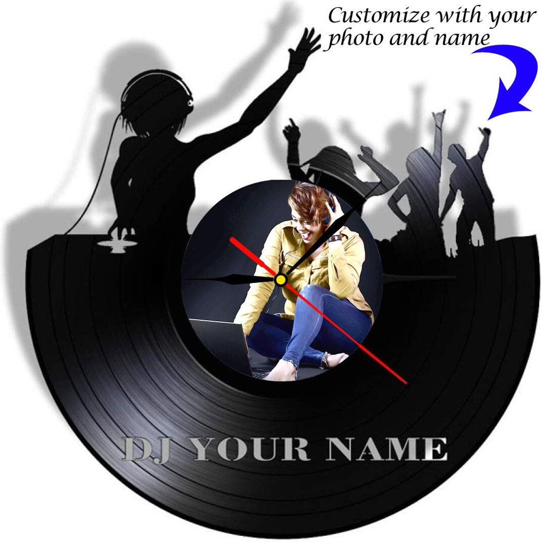 Personalized Photo Gift for Female DJ Custom Name Wall Clock Birthday ...