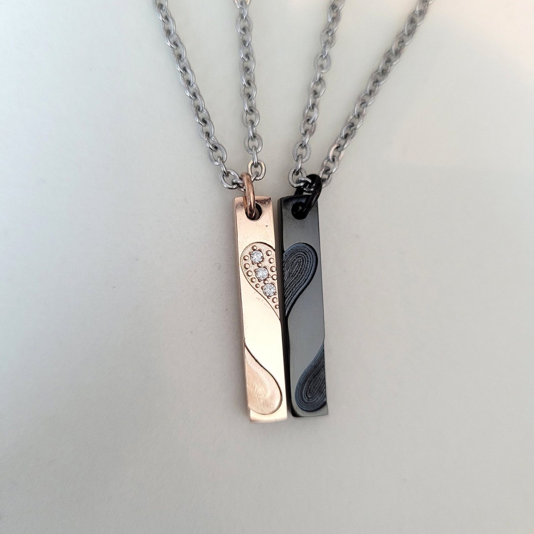 Personalized Couple Necklaces Set for 2 Half Heart Pendants Best ...