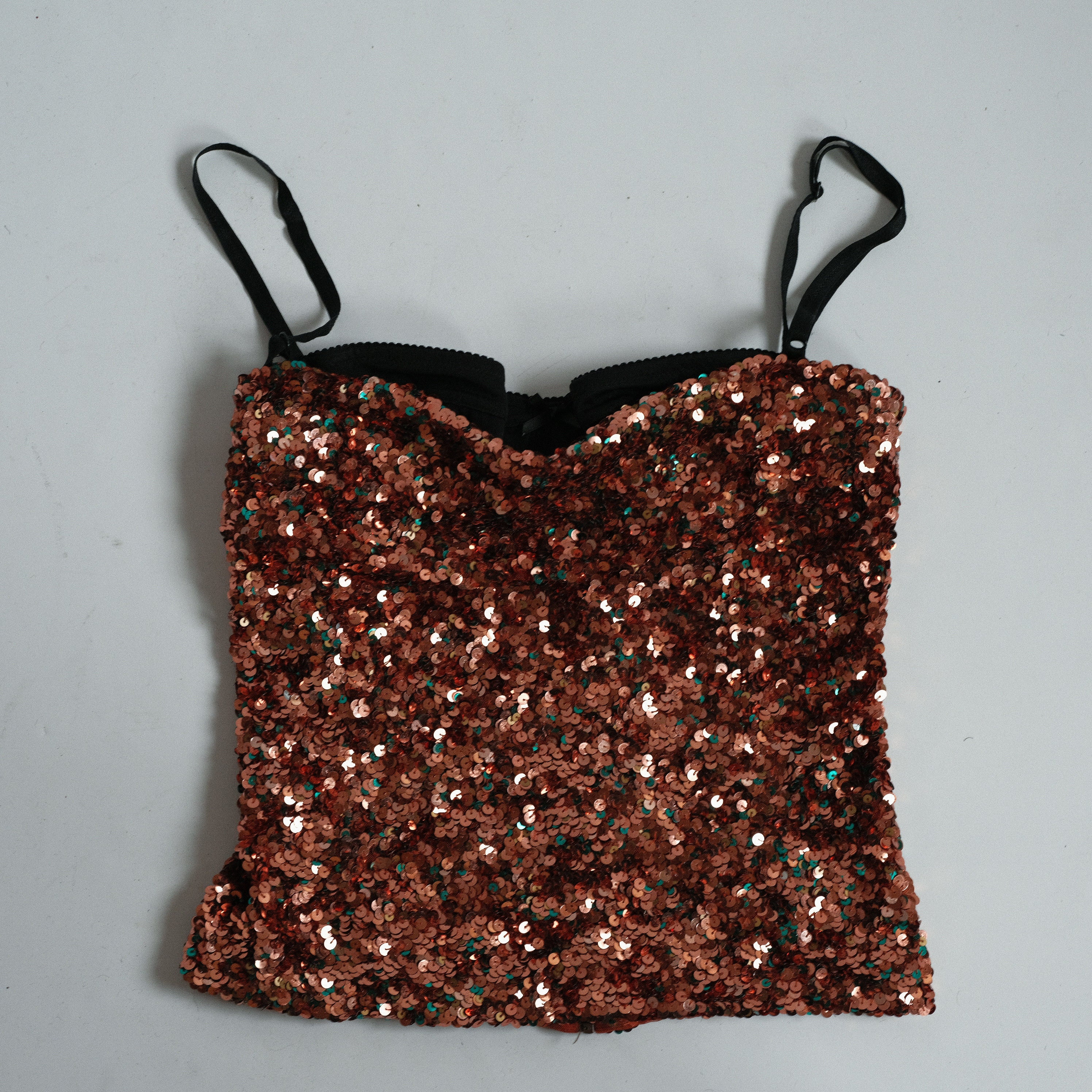 Y2K Dolce & Gabbana Emerald Bronze Sequin Bustier Corset Top - Etsy