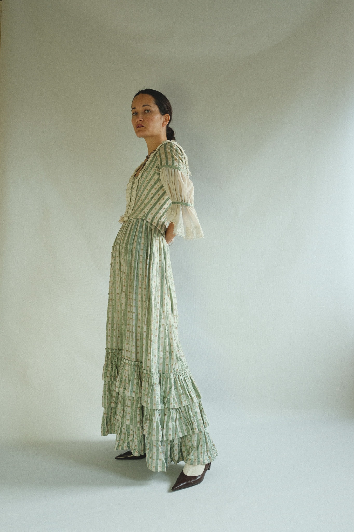 True Vintage Victorian Style Peasant Cotton Bell Sleeve Peasant Dress ...