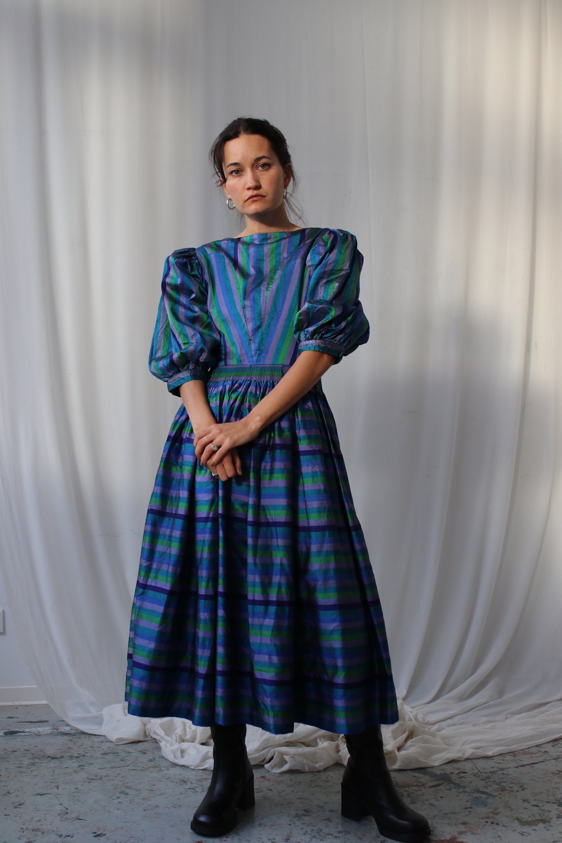 The Puffiest Puff Sleeve True Vintage Peasant Dress XS | Etsy