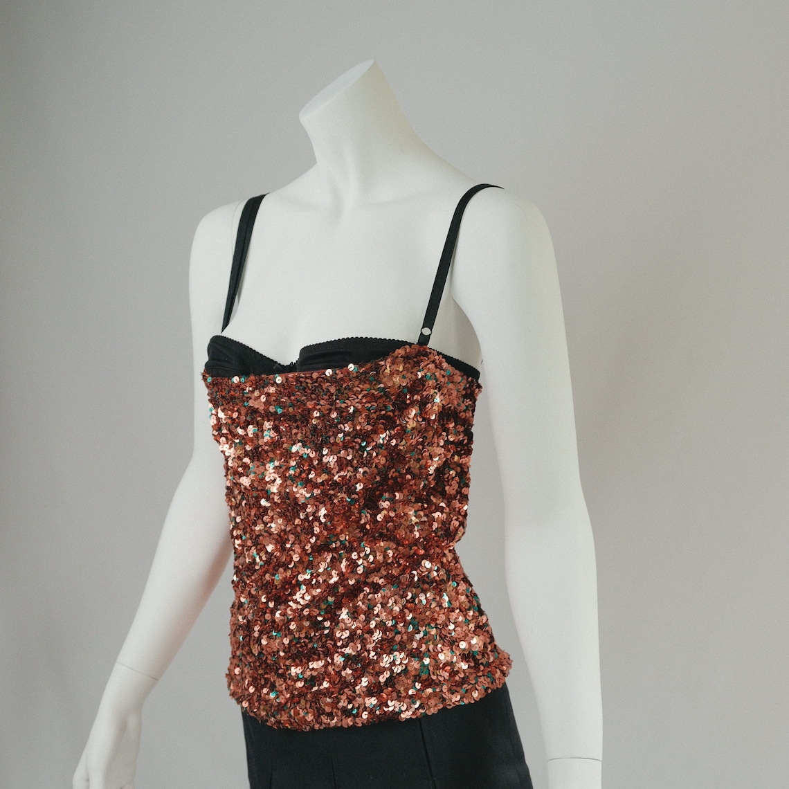 Y2K Dolce & Gabbana Emerald Bronze Sequin Bustier Corset Top - Etsy