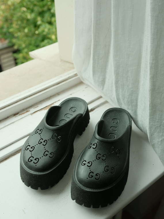 Gucci Perforated Rubber Croc Clogs 38 - Etsy
