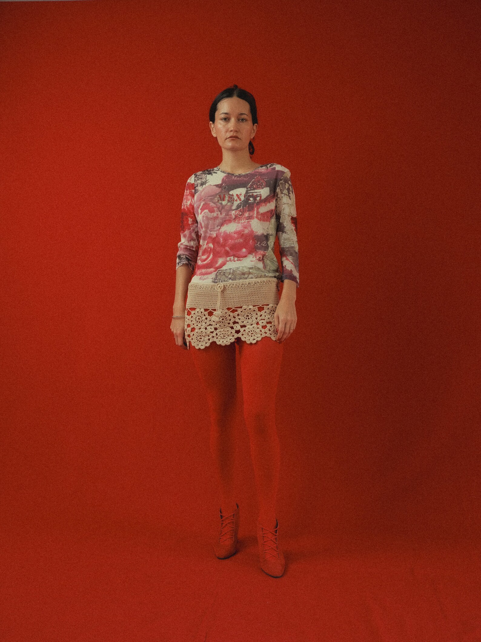 Y2K Red White Tattoo Print Top XS/S - Etsy