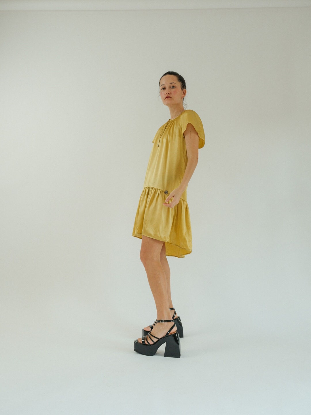 Vintage John Galliano Yellow 100% Silk Drop Waist Mini Dress - Etsy