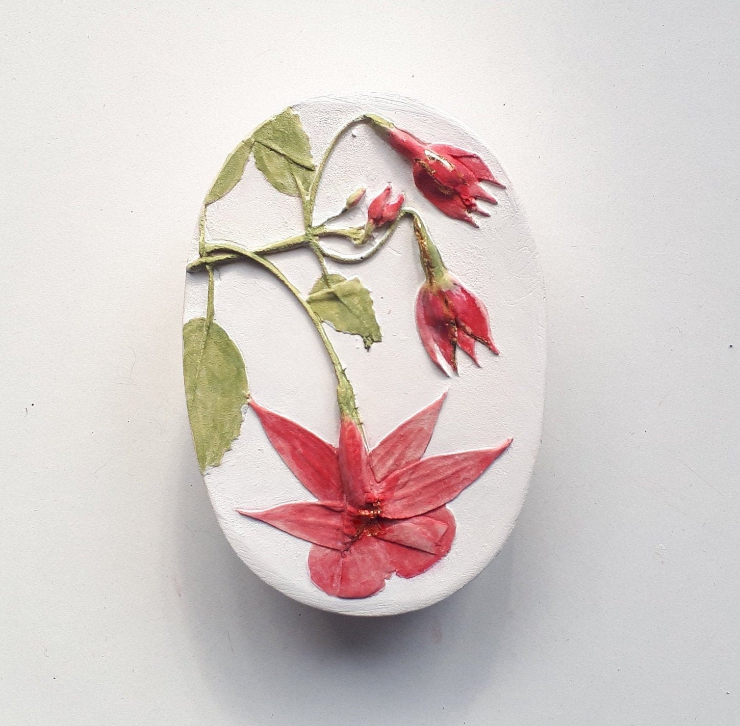 Fuchsia Plaster Cast Tile Botanical Bas Relief - Etsy