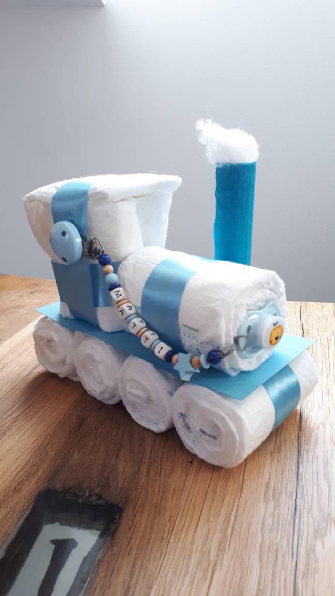 Diaper Cake Train Diaper Locomotive Optional With Pacifier Chain-gift ...