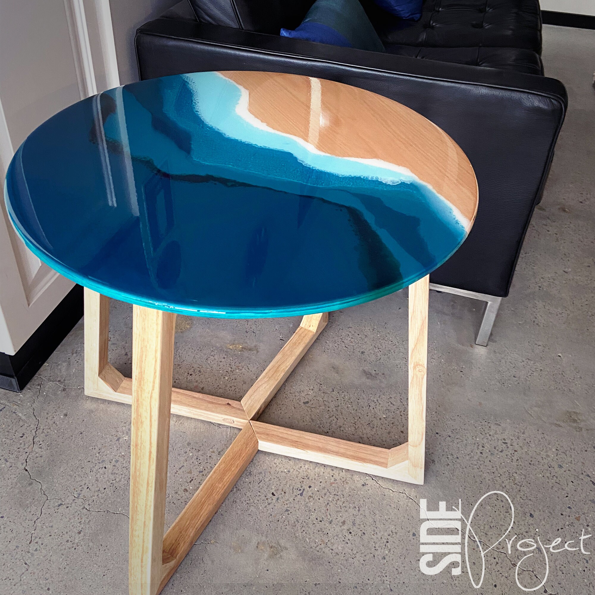 Functional Art Resin Wooden Side Table - Etsy UK
