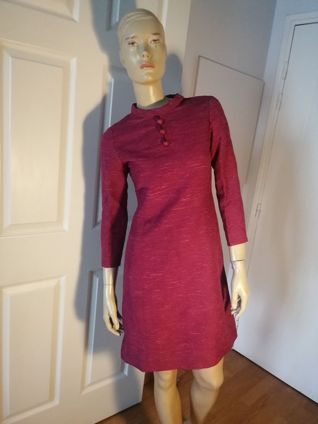 1960s Original French Mod Pink Cotton/wool Dress All Lined Long Sleeves ...