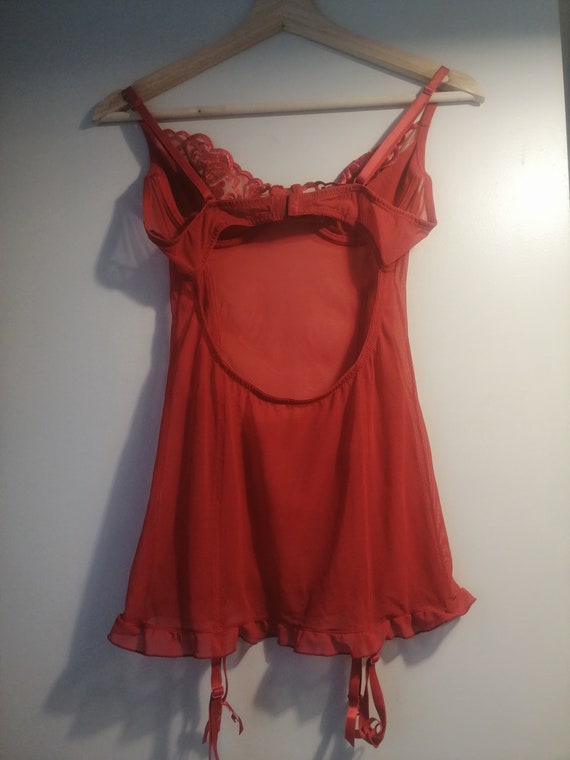 Vintage 1980s sheer Shirley of Hollywood, Red Guepier… - Gem