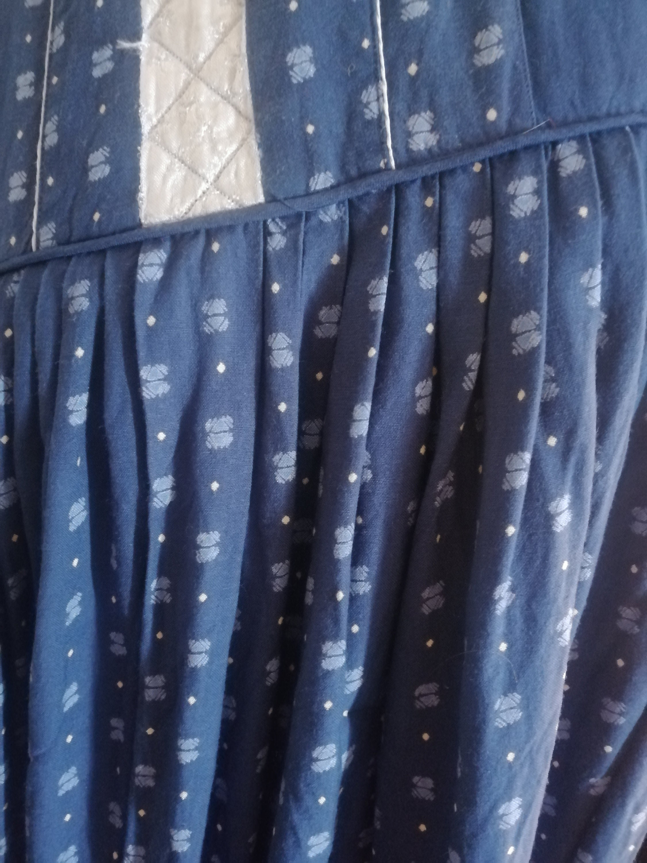 1970s Vintage Rene Derhy, Indian Cotton, Folklorie Style, Blue Pinafore ...