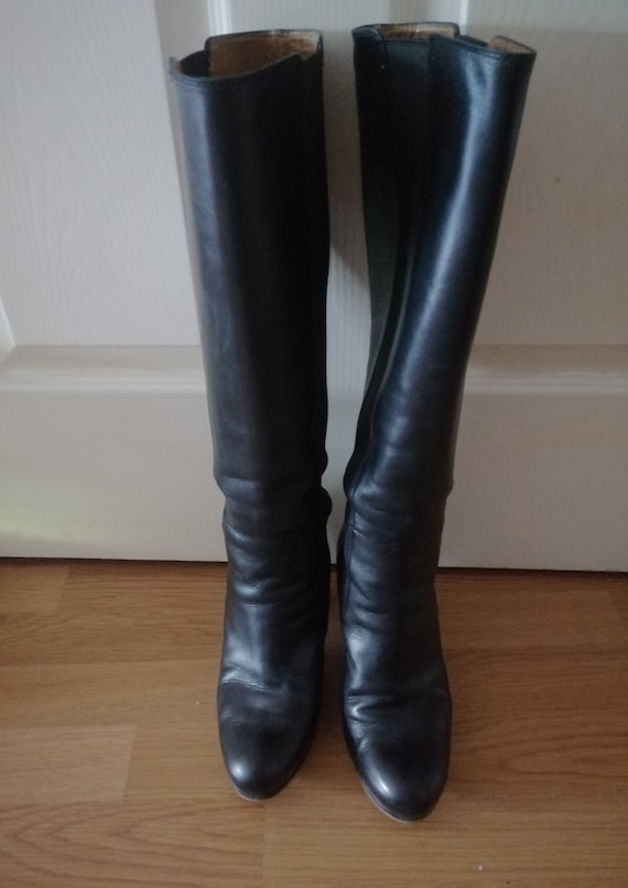 Vintage 1970s /80s Knee high boots Platform Elasticat… - Gem