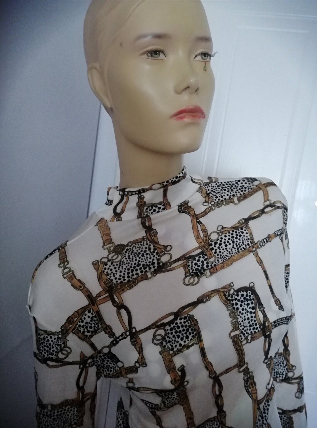 Vintage French 70s/80s Design High Neck Top Size Small to Medium Cream ...