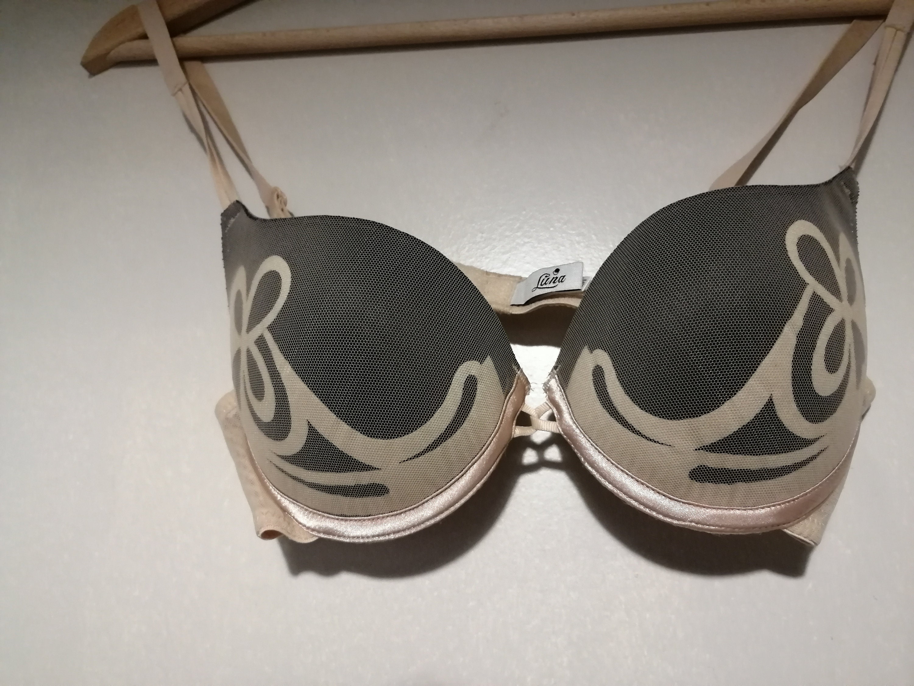 Vintage 1990's Bra by Luna Made in Italy Padded Cream Mesh Size UK 32b ...