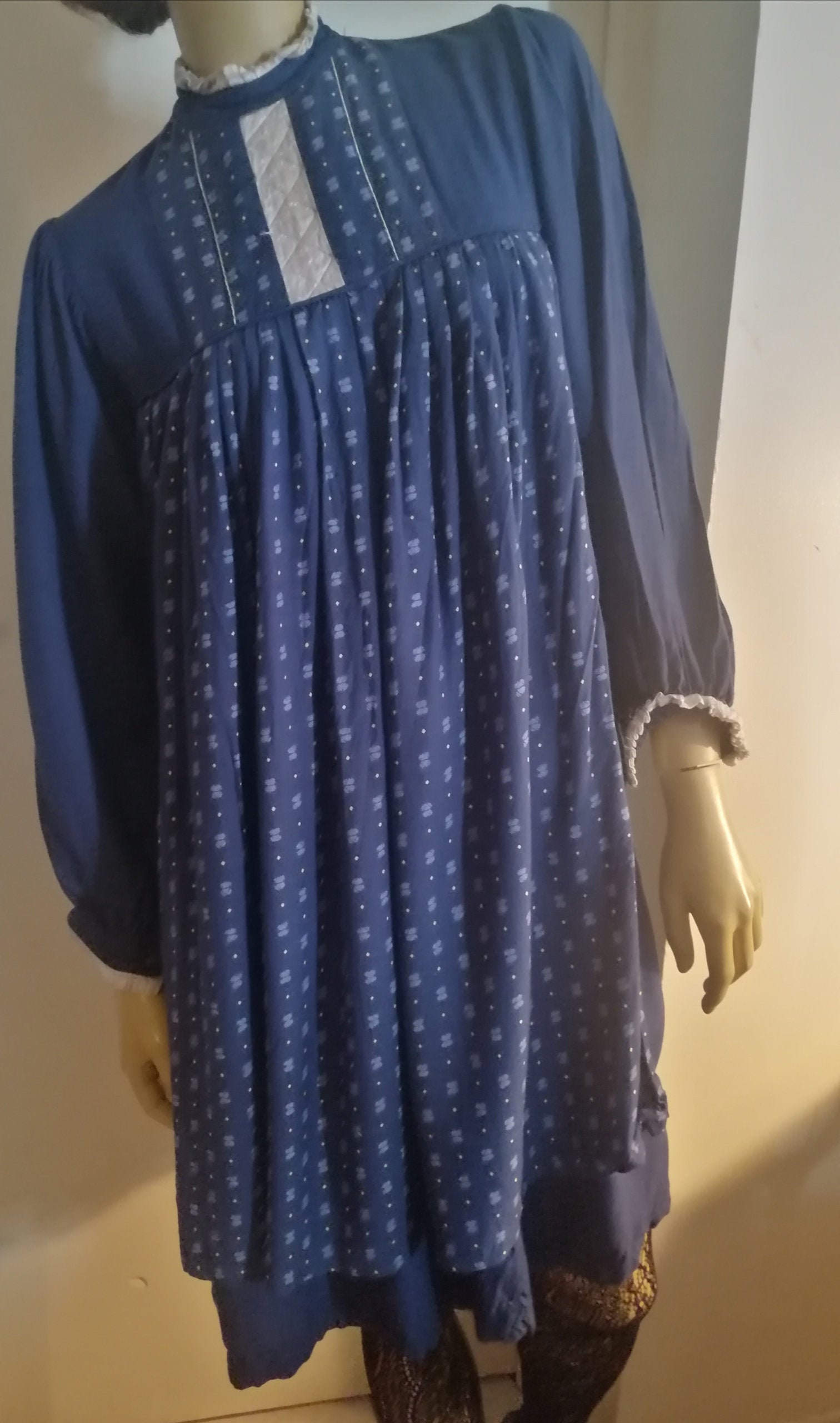 1970s Vintage Rene Derhy, Indian Cotton, Folklorie Style, Blue Pinafore ...