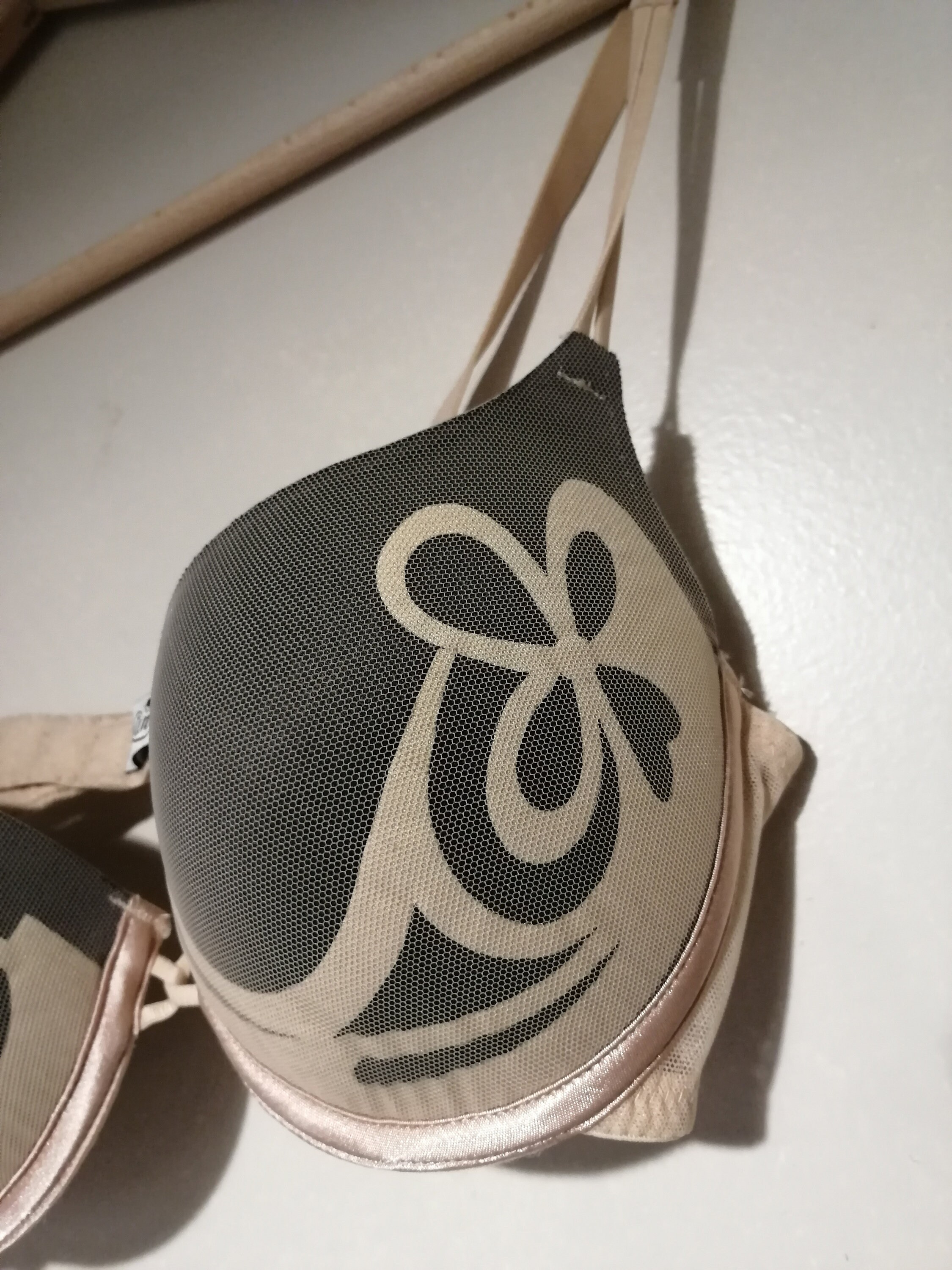 Vintage 1990's Bra by Luna Made in Italy Padded Cream Mesh Size UK 32b ...