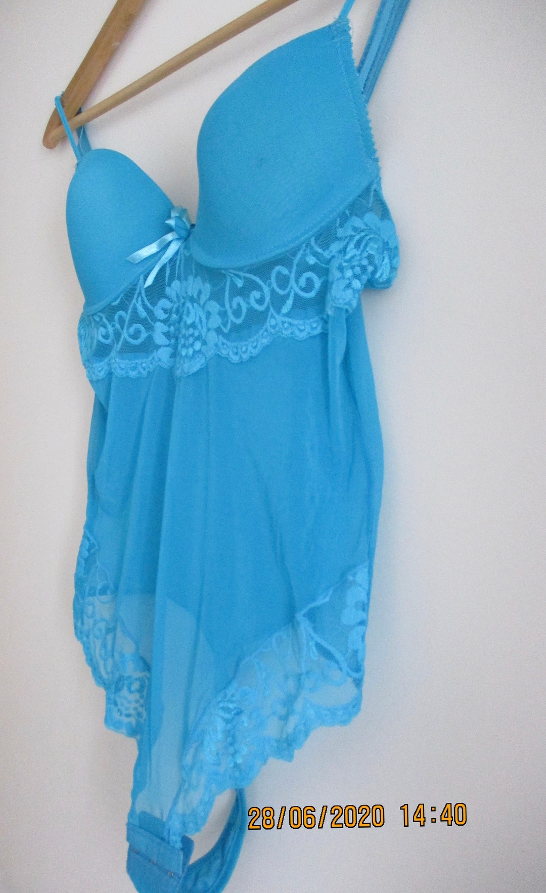 Vintage 1980S Turquoise Body Net/lace Thong Uk Med - Etsy