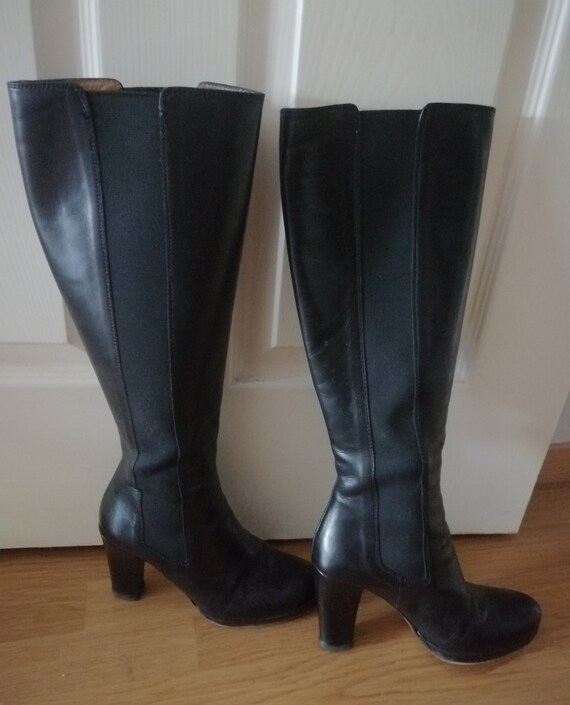Vintage 1970s /80s Knee high boots Platform Elasticat… - Gem
