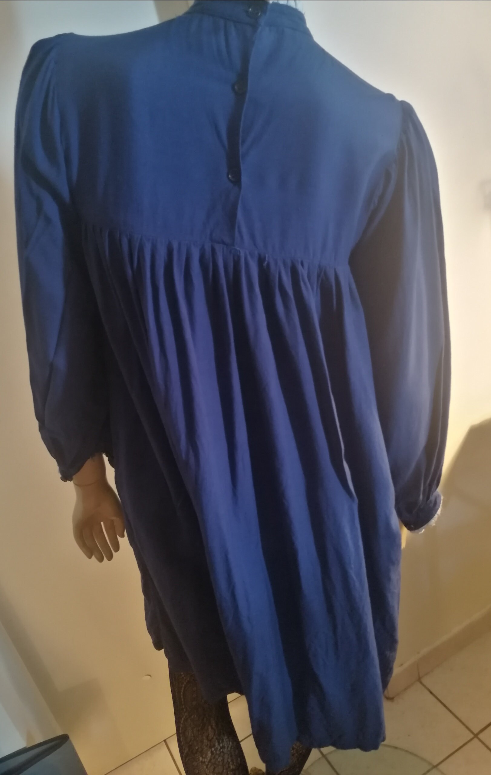 1970s Vintage Rene Derhy, Indian Cotton, Folklorie Style, Blue Pinafore ...
