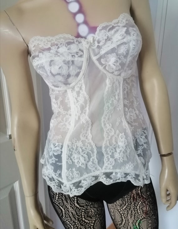 Vintage 1970s white Corset /Basque mint condition mad… - Gem
