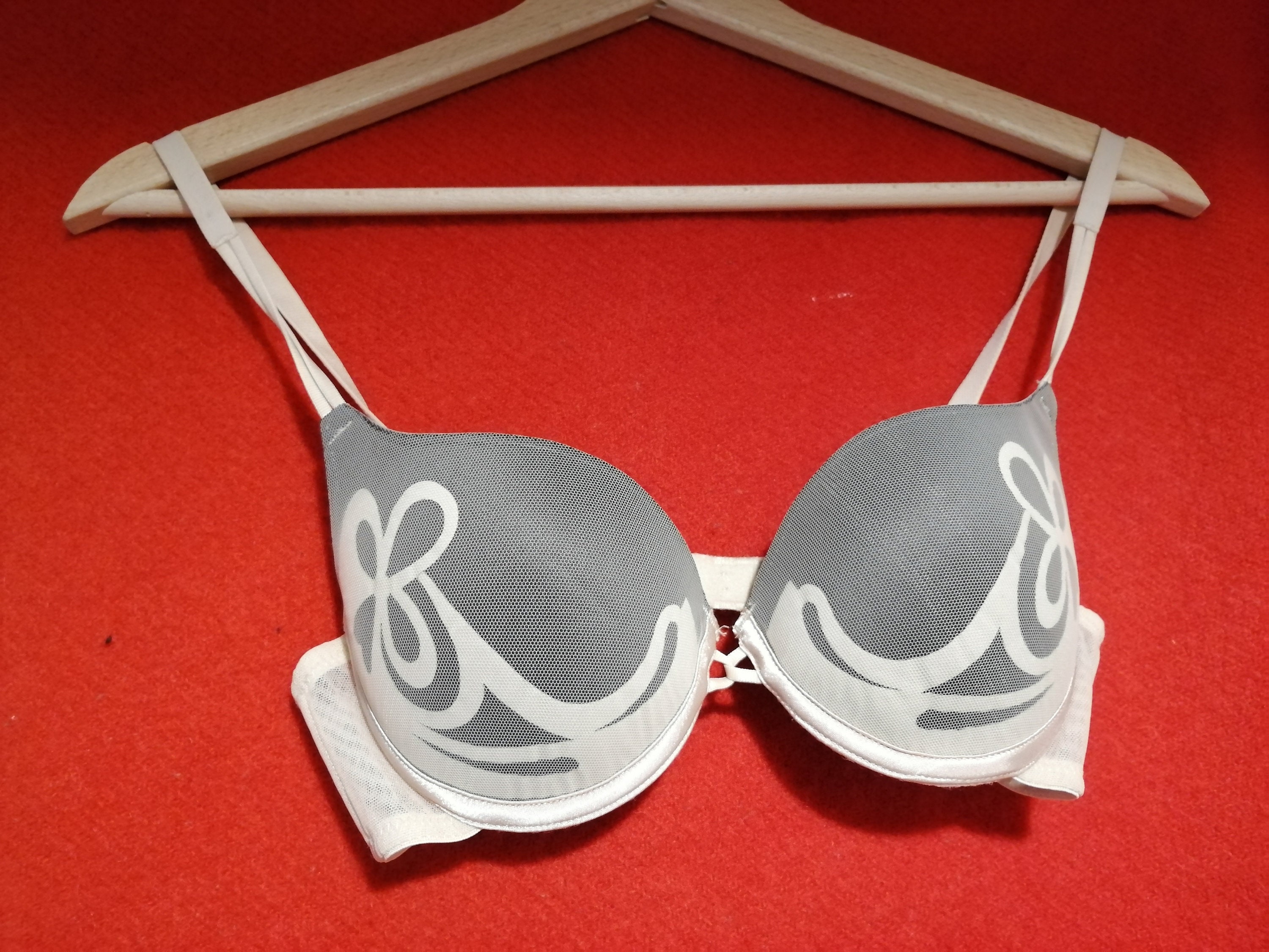 Vintage 1990's Bra by Luna Made in Italy Padded Cream Mesh Size UK 32b ...