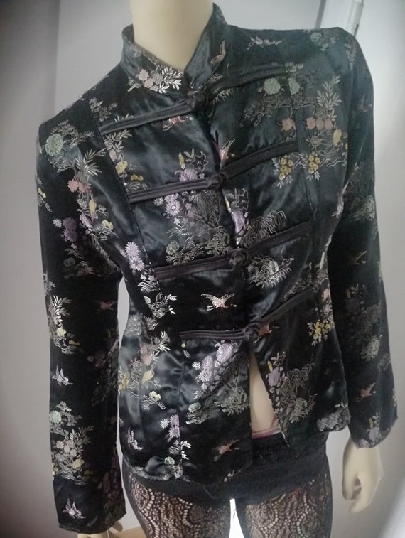 Oriental, Floral, Embroidered Chinese silk and Rayon … - Gem