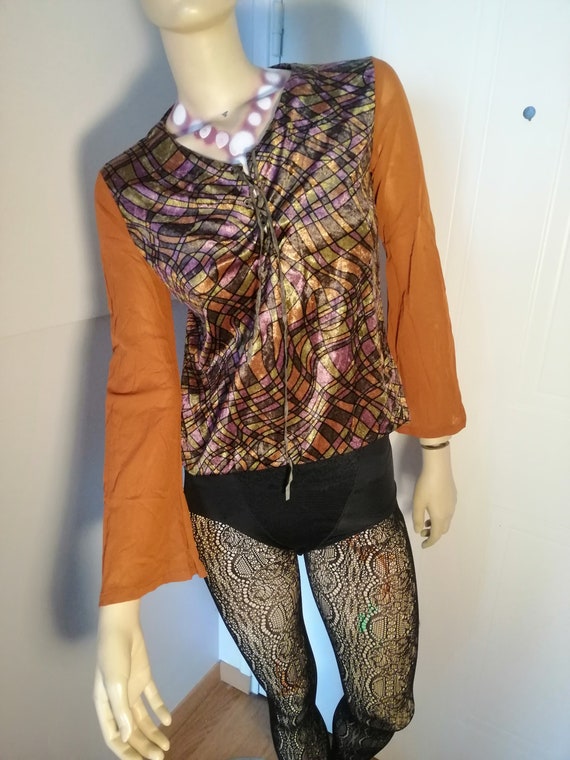 Vintage 1960s Original French Mod top, velvet Psyched… - Gem