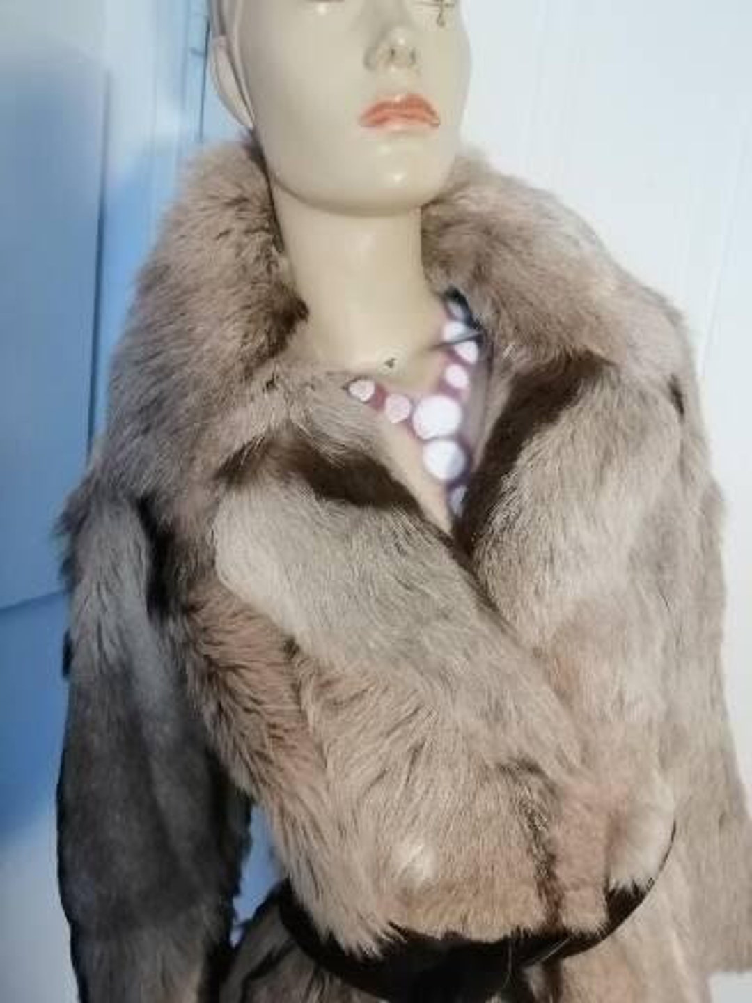 French Vintage 1960s /70s Real Fur Trench Coat Style With Belt Mixed ...